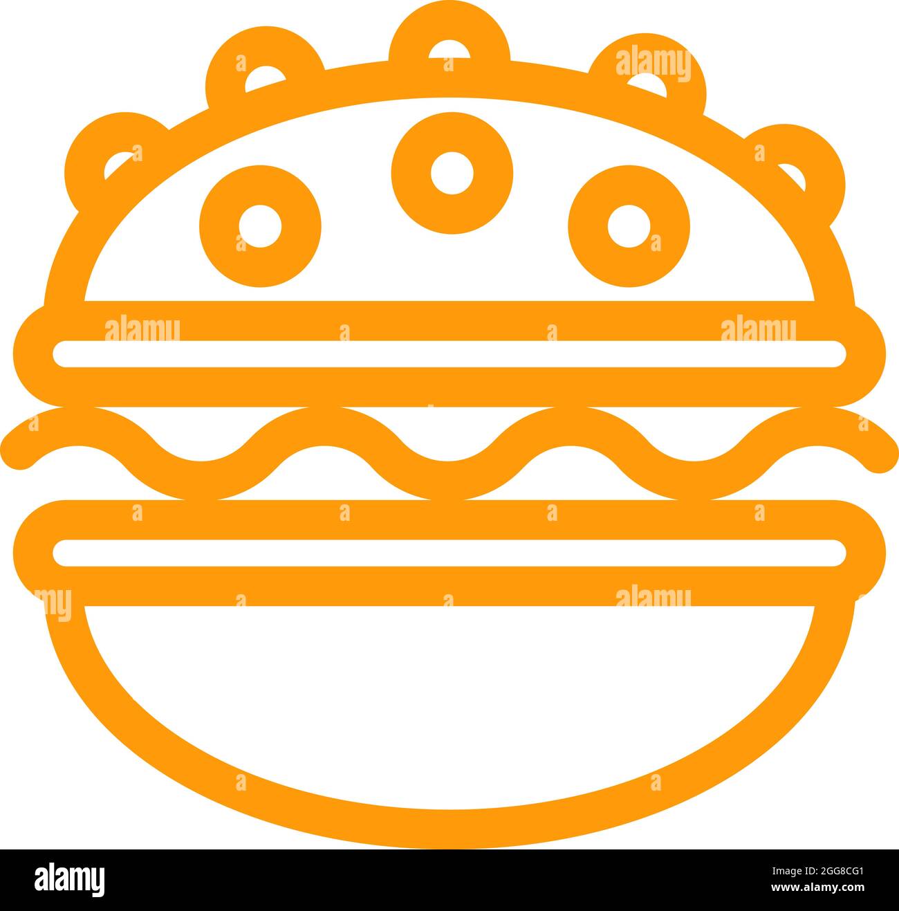 Burger with sesame seed, illustration, vector on a white background ...