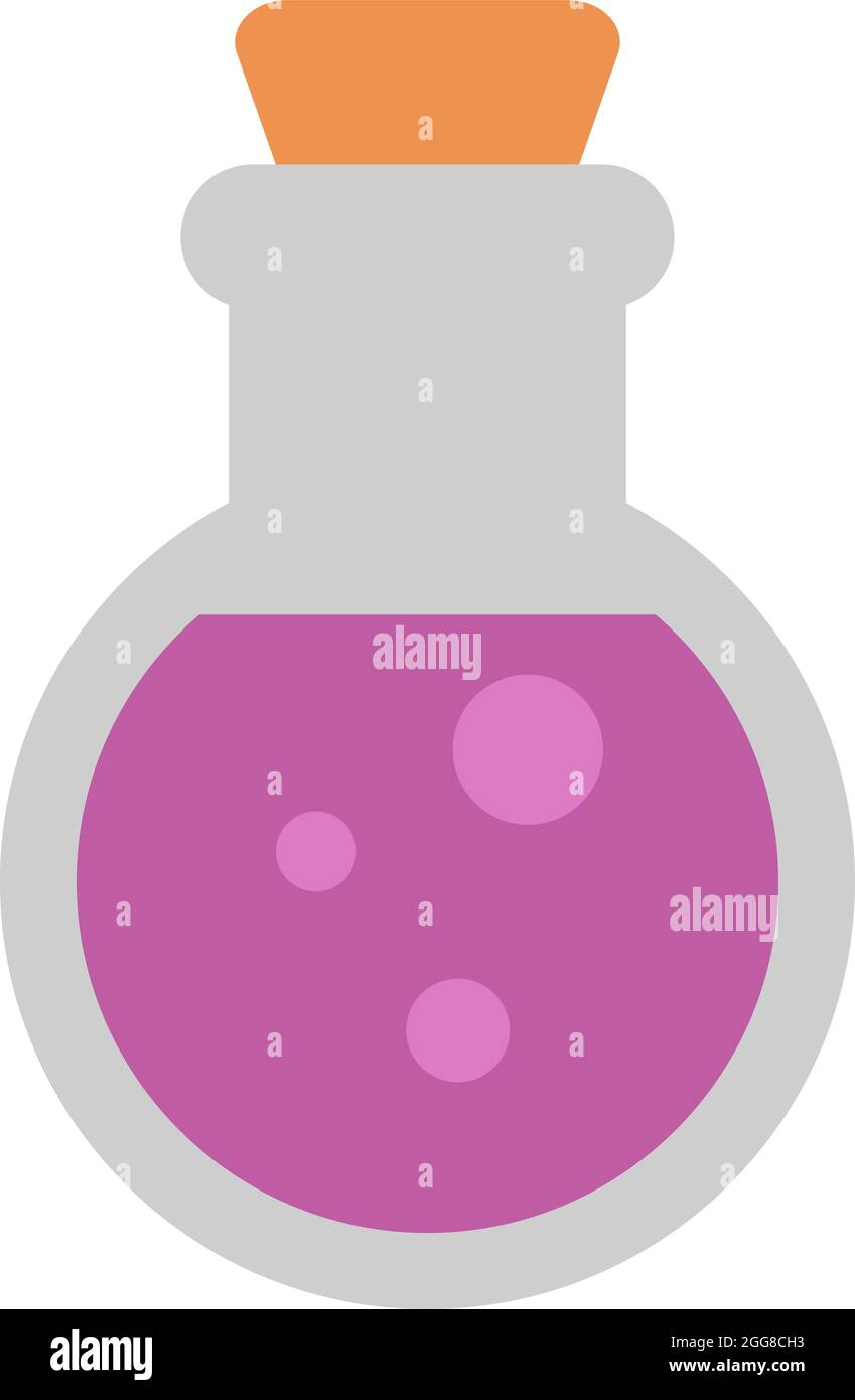 Magic pink potion, illustration, vector on a white background Stock ...
