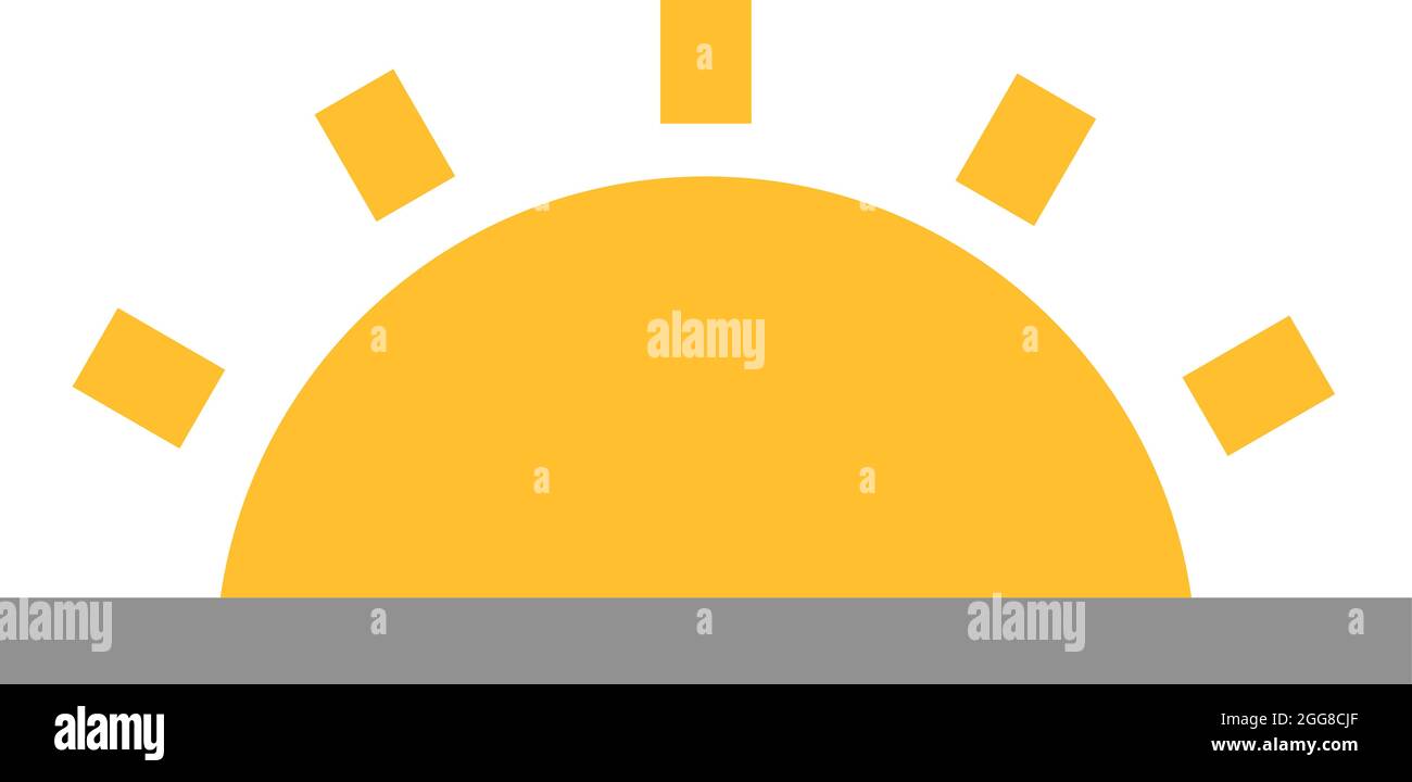 Rising sun, illustration, vector on a white background Stock Vector ...
