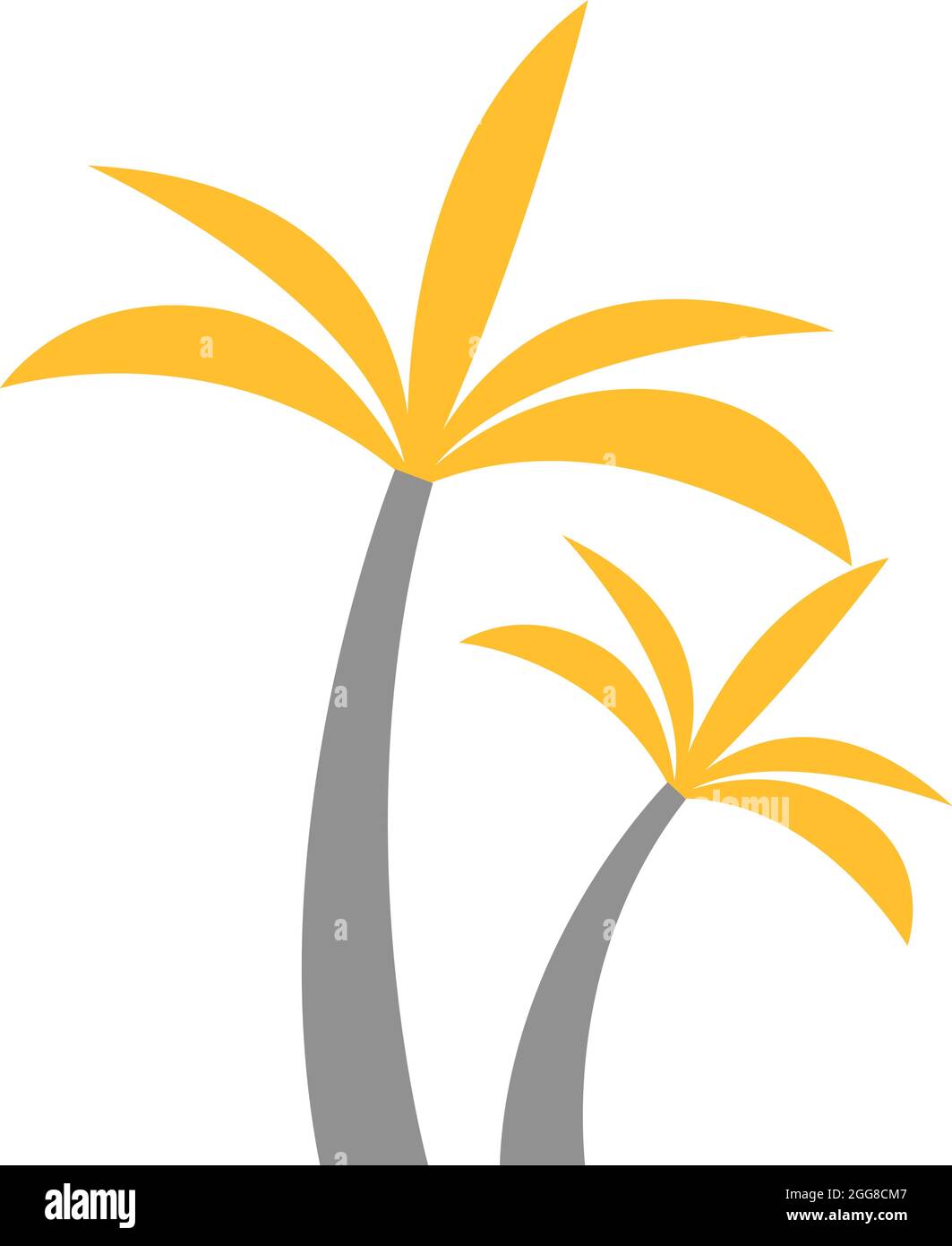 Yellow palms, illustration, vector on a white background Stock Vector ...
