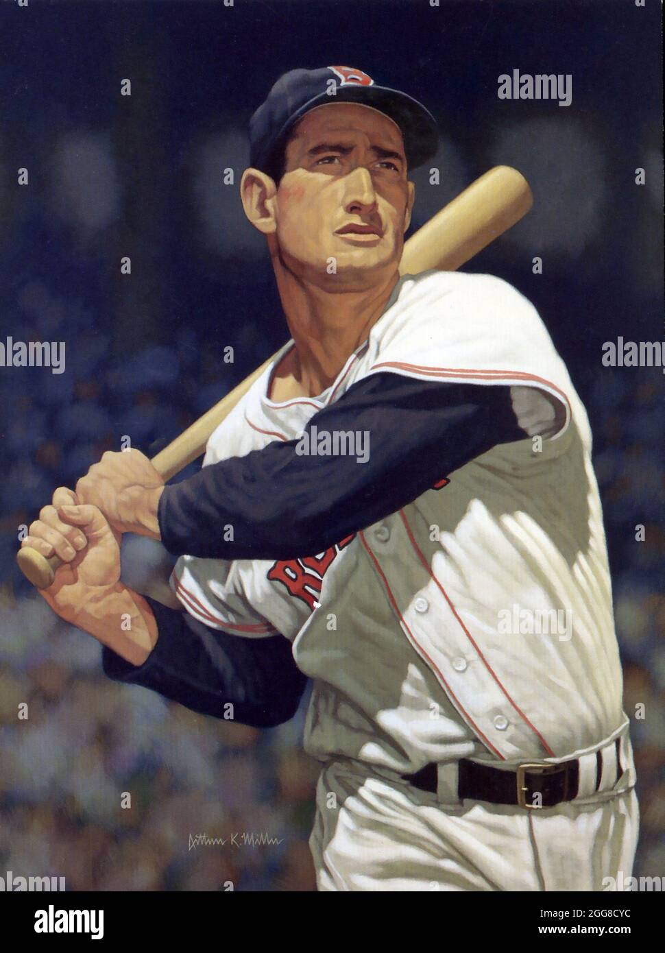 Painting of Ted Williams with the Boston Red sox by Arthur K. Miller ...