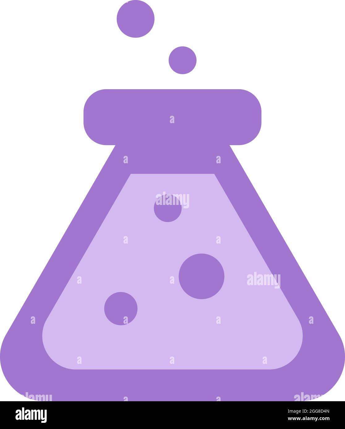 Purple chemistry test tube, illustration, vector on a white background ...