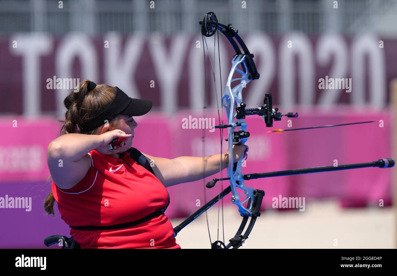 Turkey's Oznur Cure competes in the Women's Individual Compound - Open ...