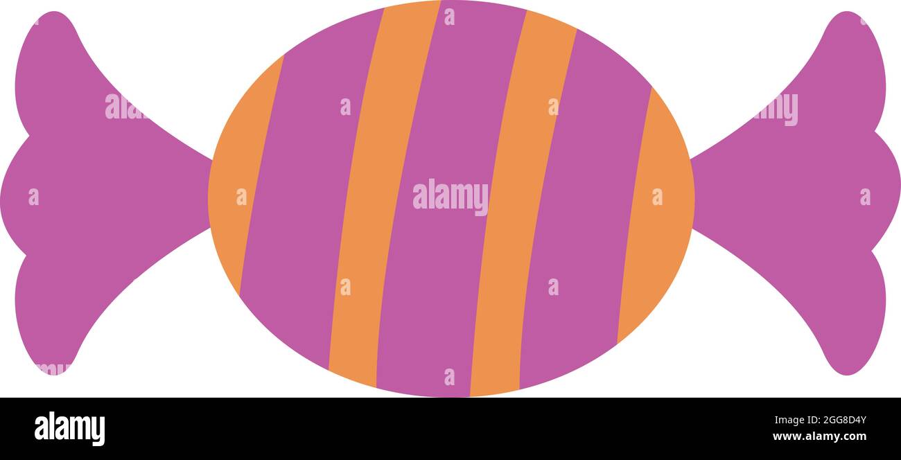Pink candy with orange lines, illustration, vector on a white ...
