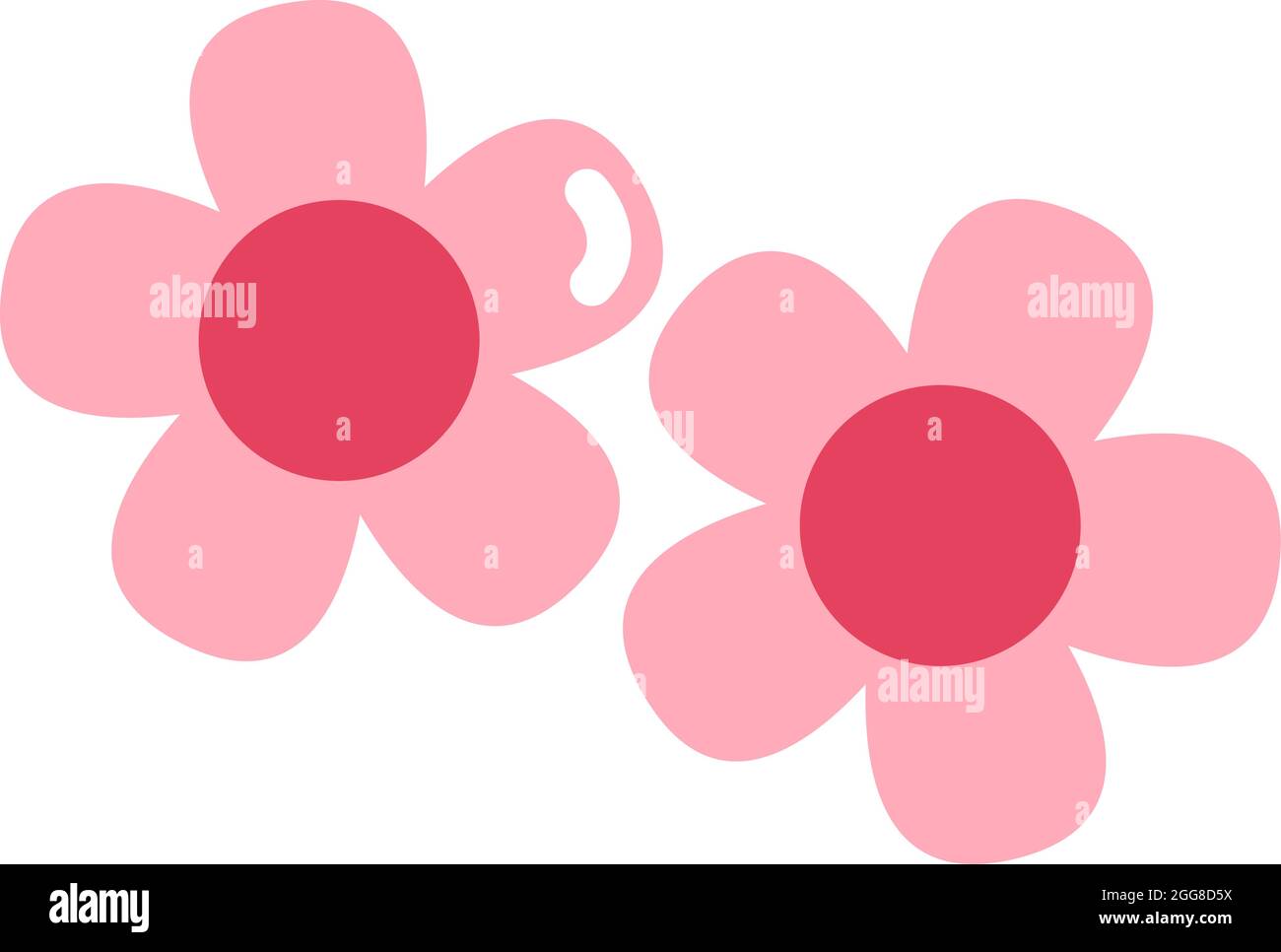 Two pink flowers, illustration, vector on a white background Stock ...