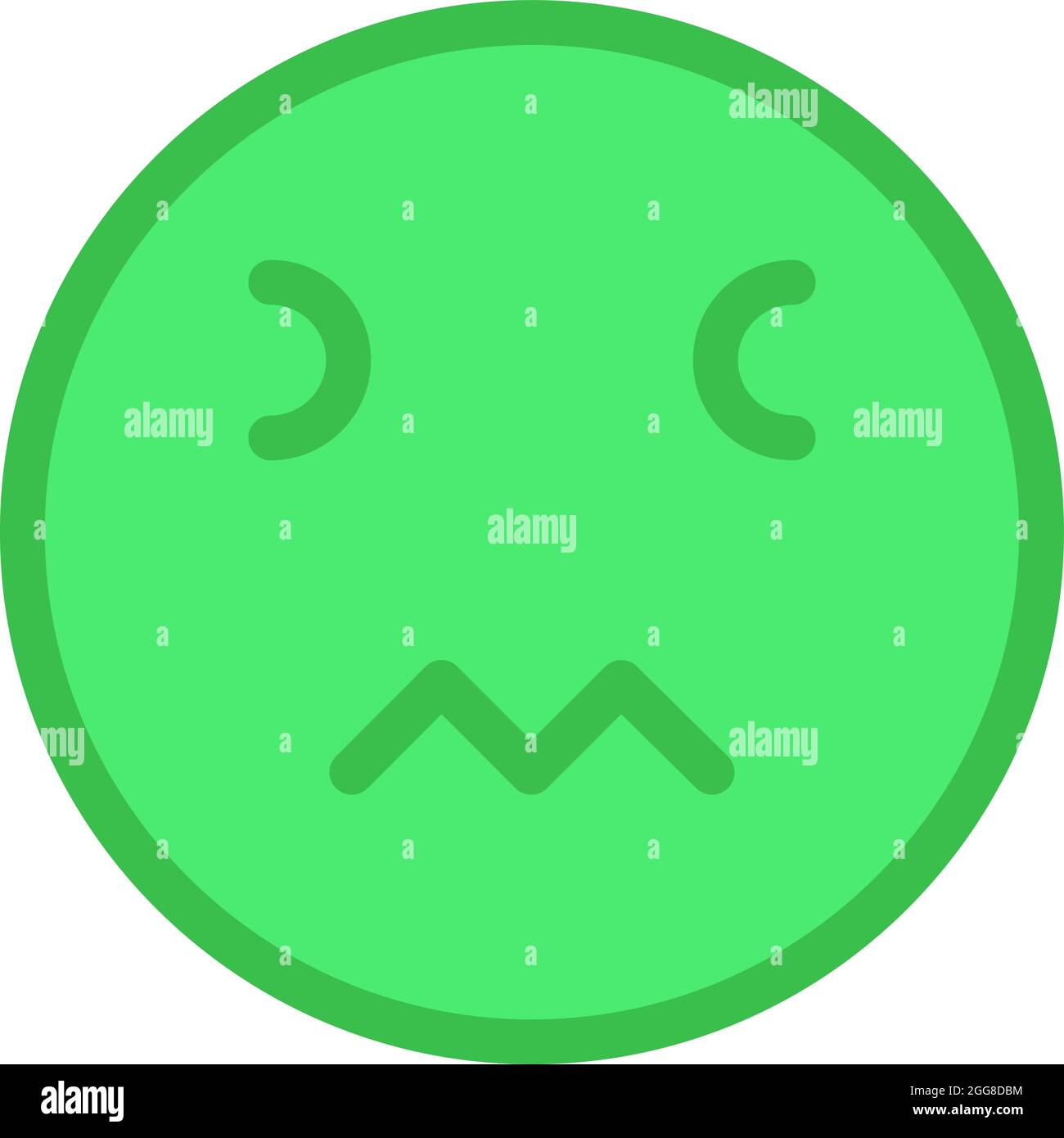 Green vomit smiley face, illustration, vector on a white background ...