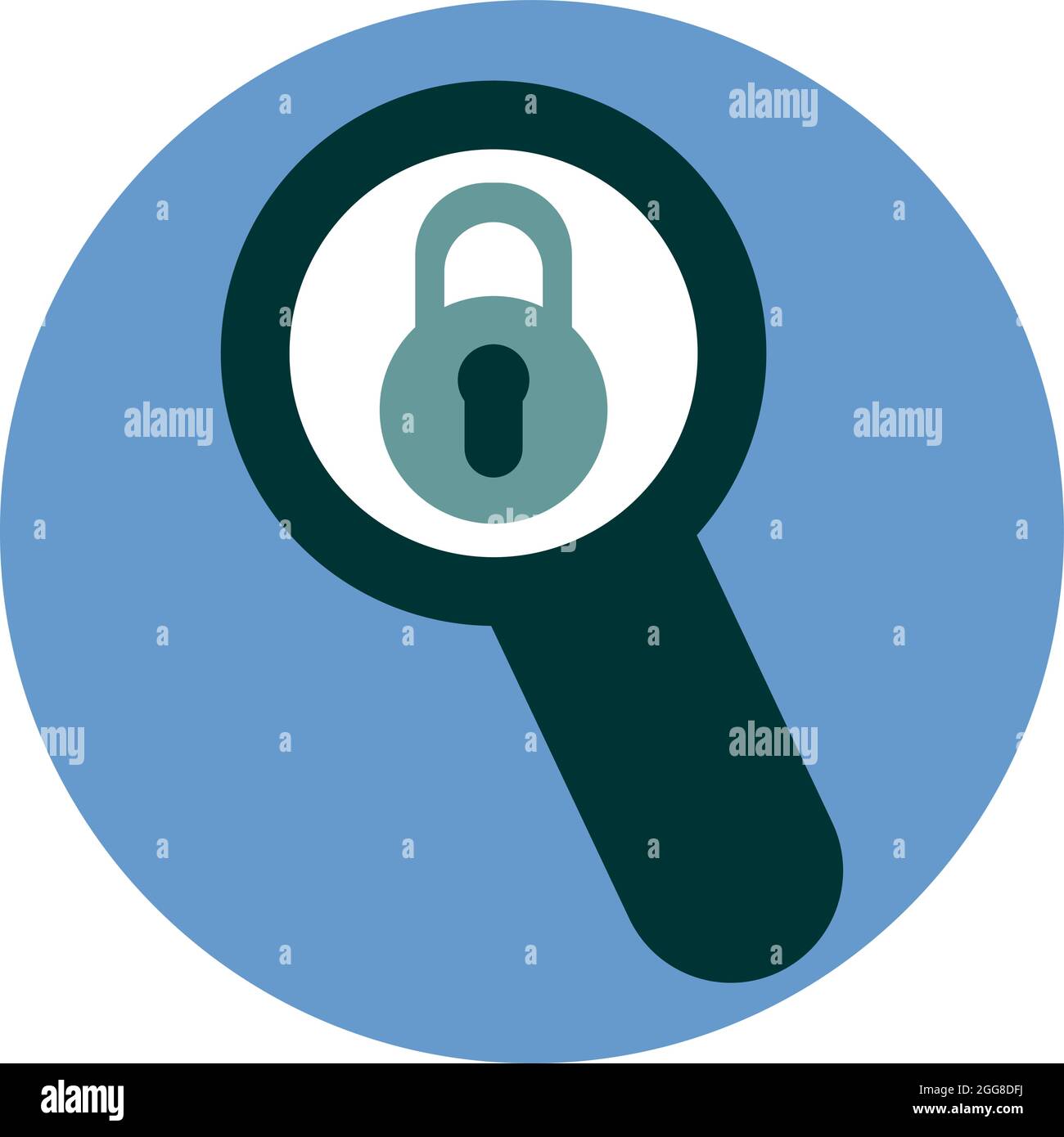 Zoom with lock, illustration, vector on a white background Stock Vector ...