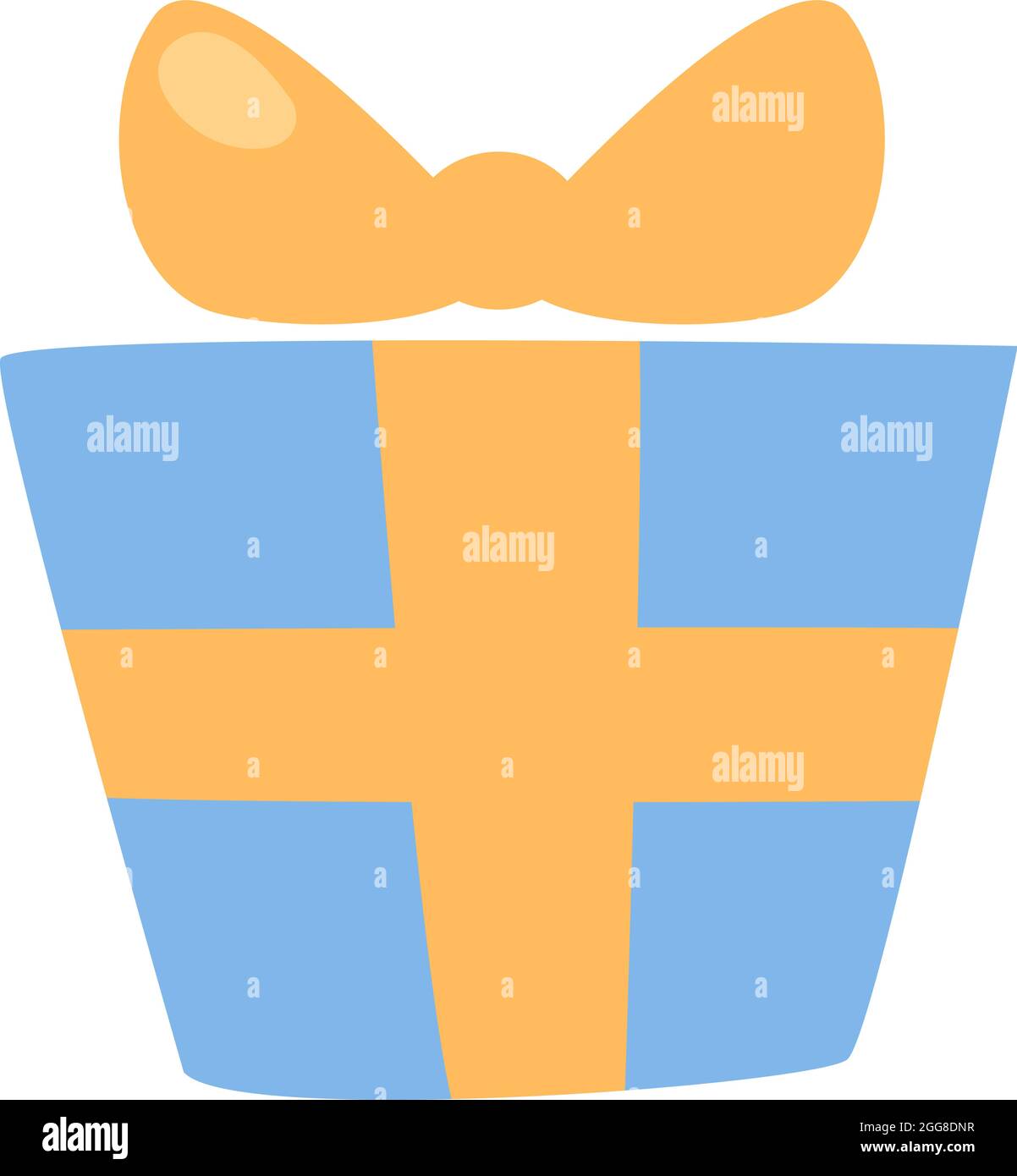 Blue present with yellow bow, illustration, vector on a white ...