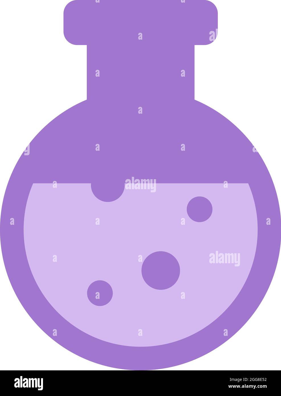Purple round science bottle, illustration, vector on a white background ...