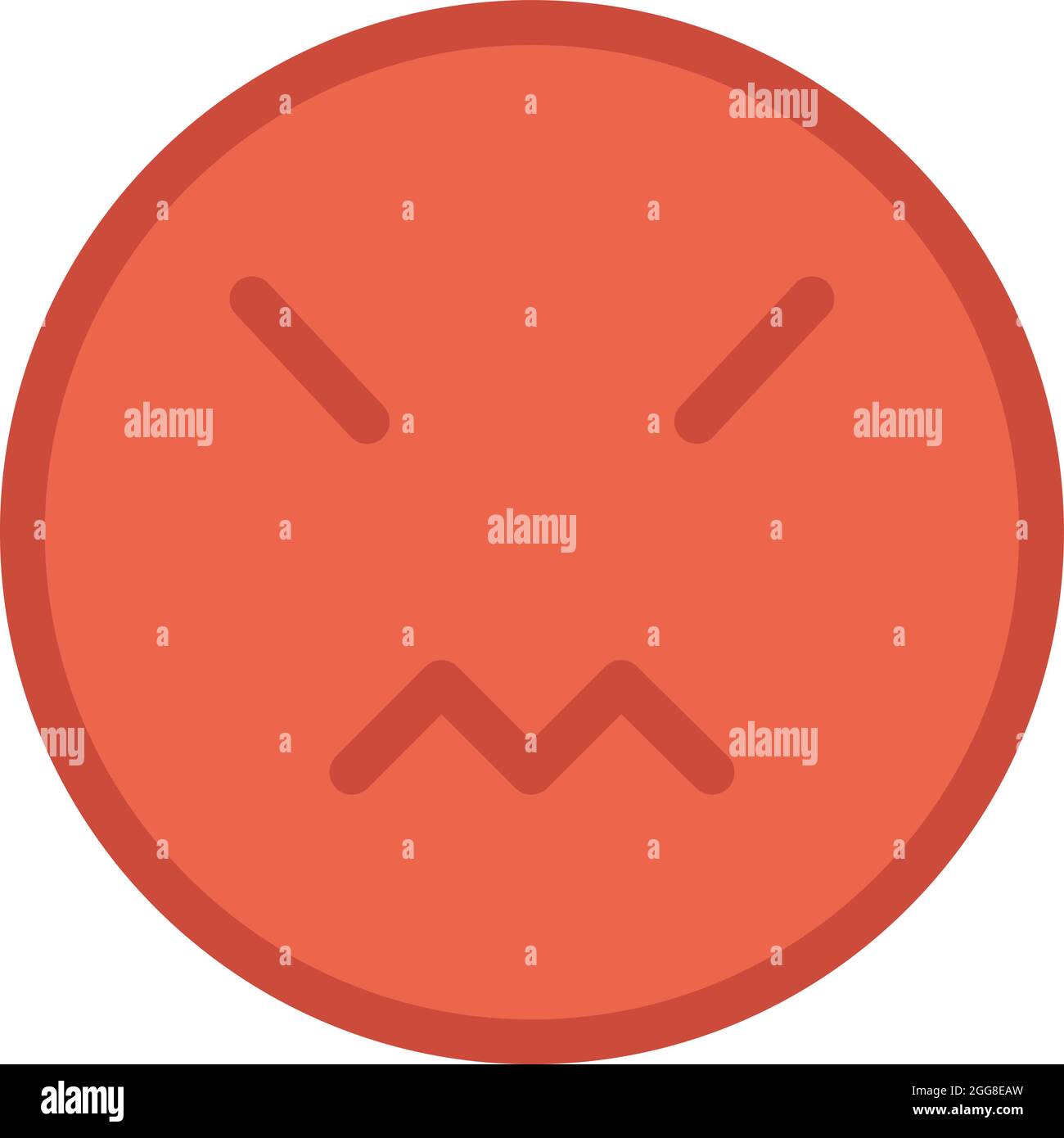 Furious red smiley face, illustration, vector on a white background ...