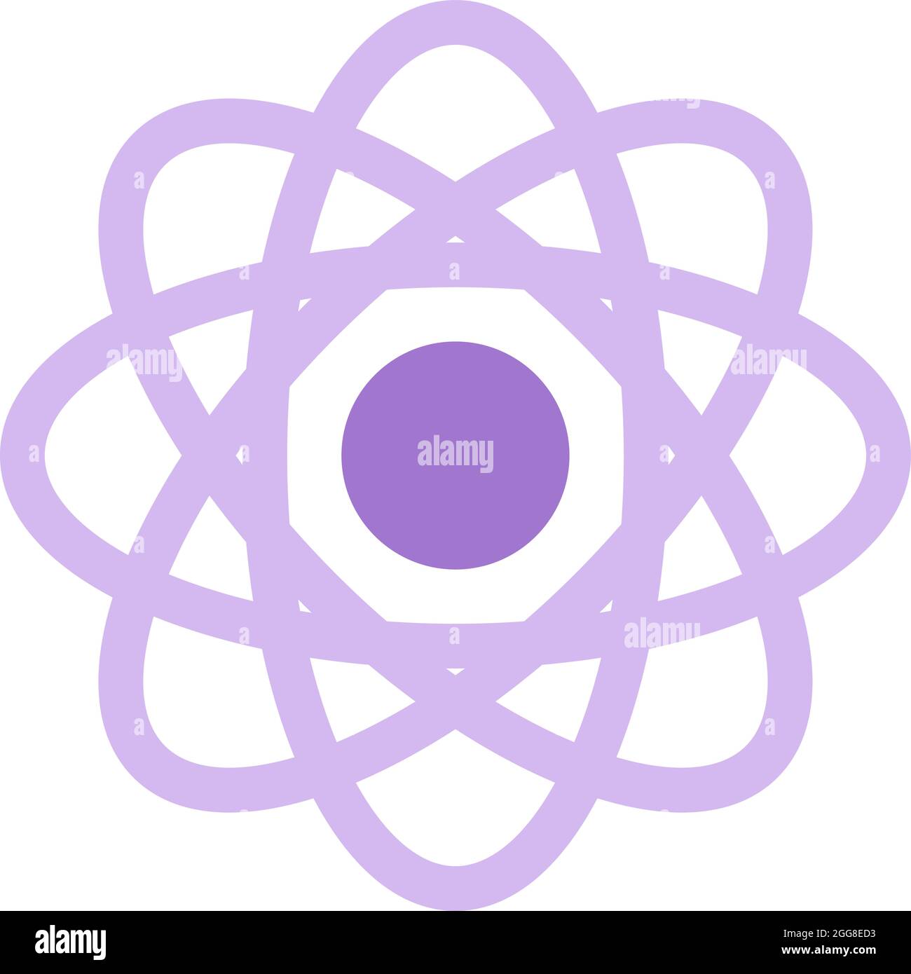Purple science atom, illustration, vector on a white background Stock ...