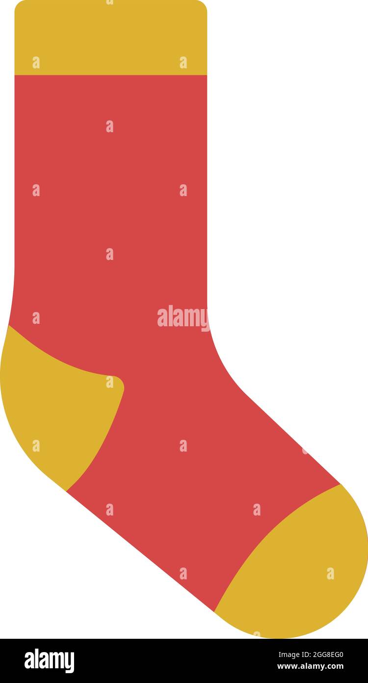 Dark red sock with orange details, illustration, vector on a white ...