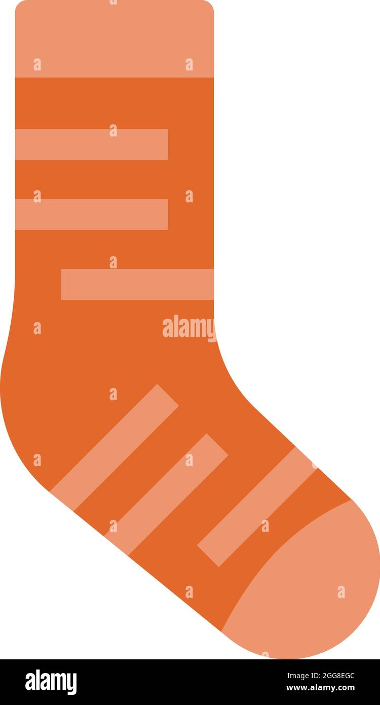 Simple orange sock, illustration, vector on a white background Stock ...