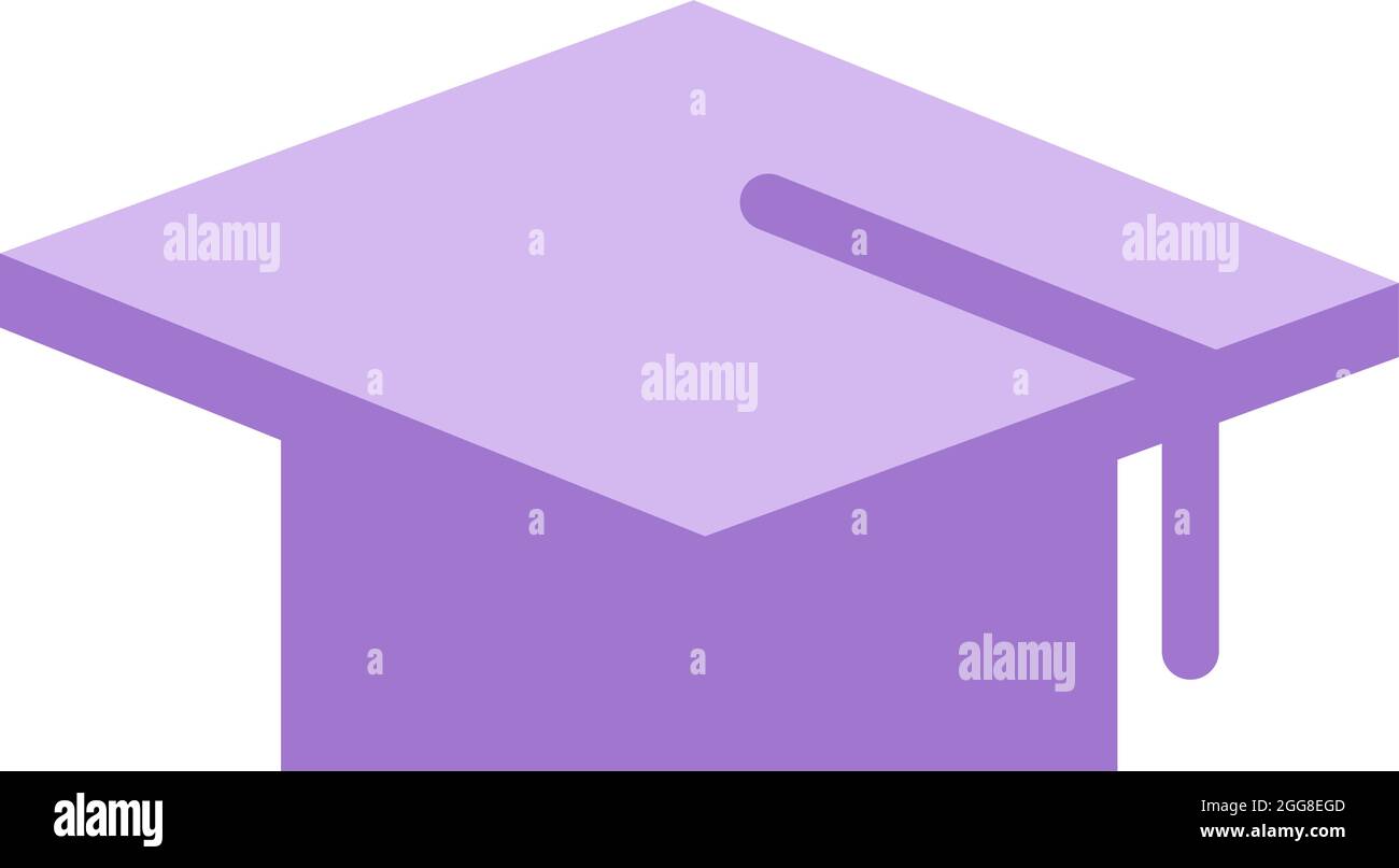 Purple graduation hat, illustration, vector on a white background Stock ...