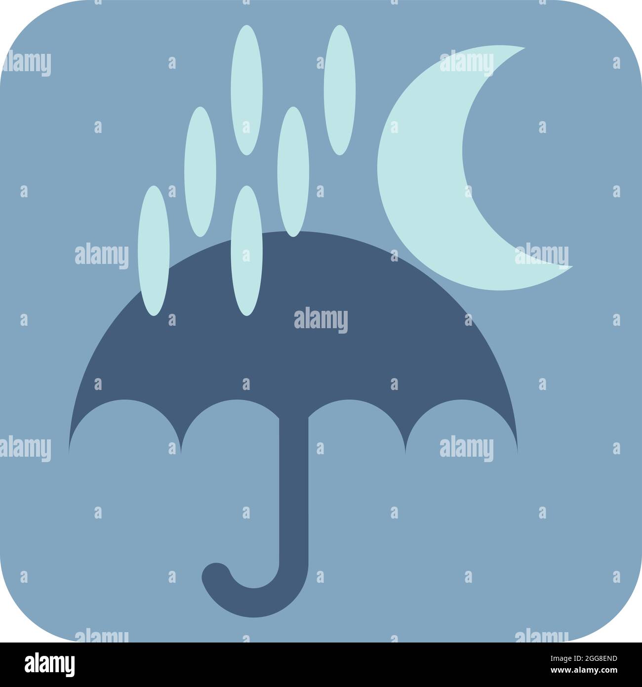 Heavy rain with the moon, illustration, vector on a white background ...