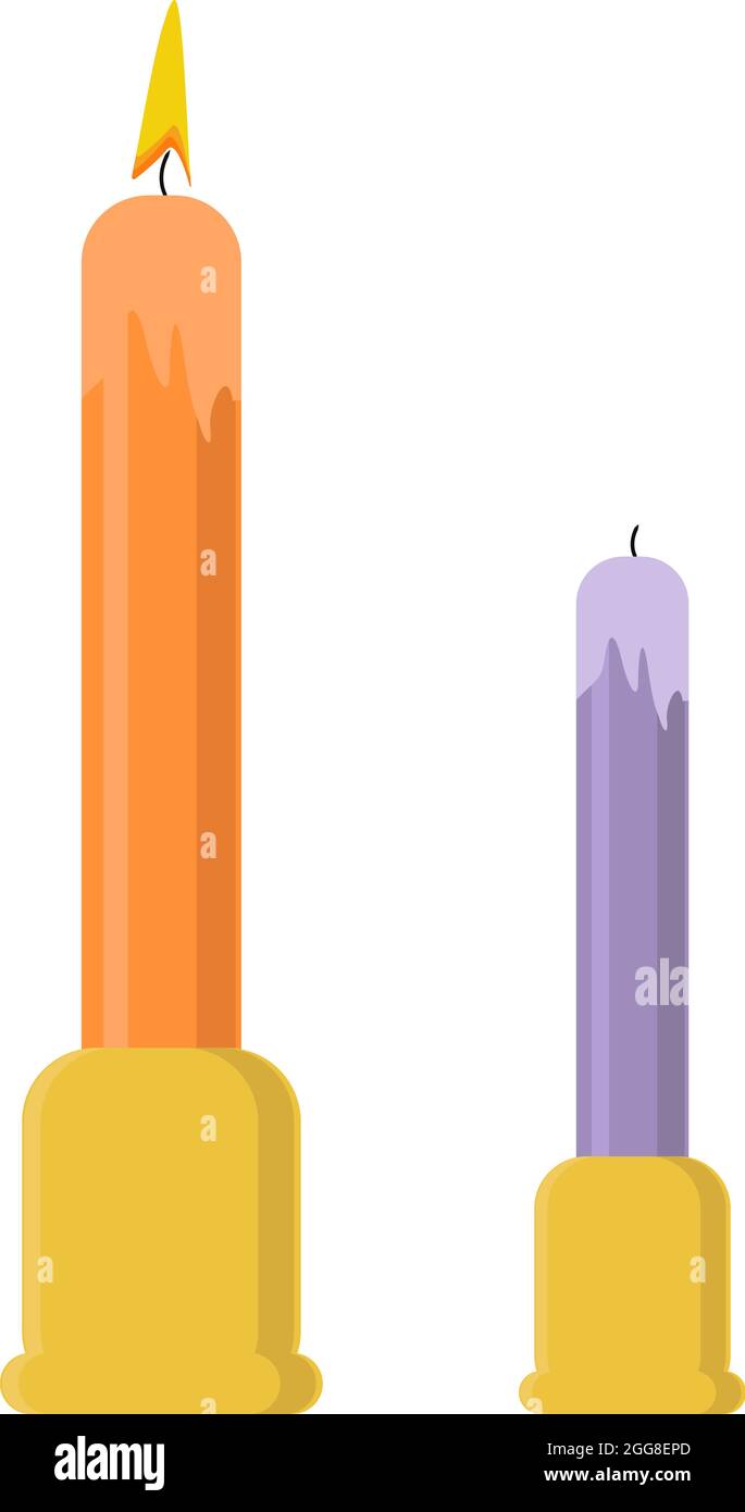 Two burning candles, illustration, vector on a white background Stock ...