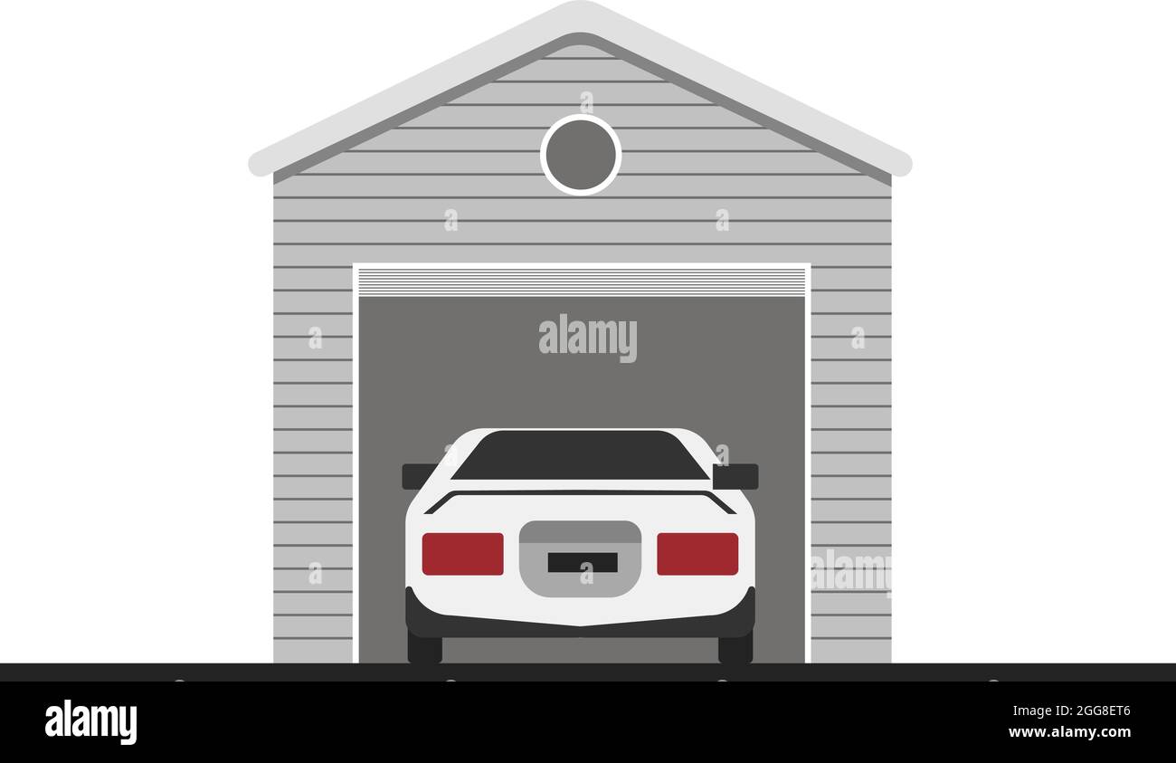 Car garage, illustration, vector on a white background Stock Vector ...