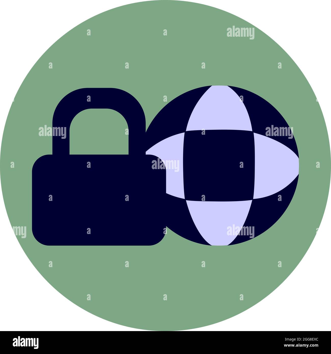 Lock and globe, illustration, vector on a white background Stock Vector ...