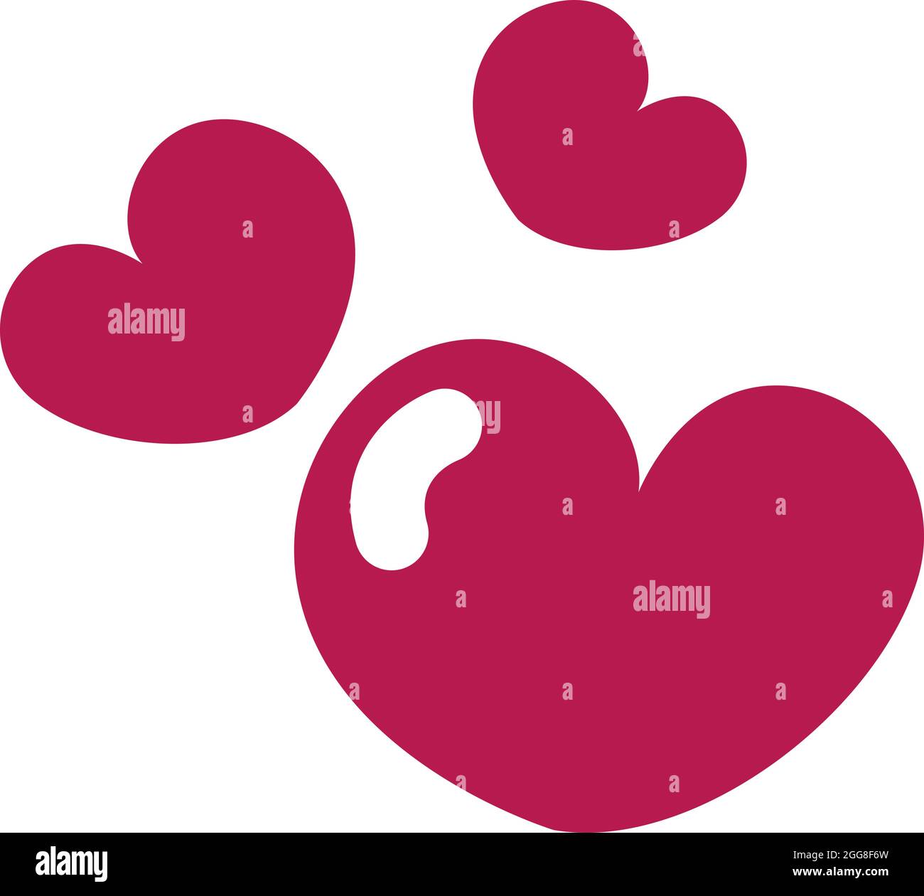 Three pink hearts, illustration, vector on a white background Stock ...