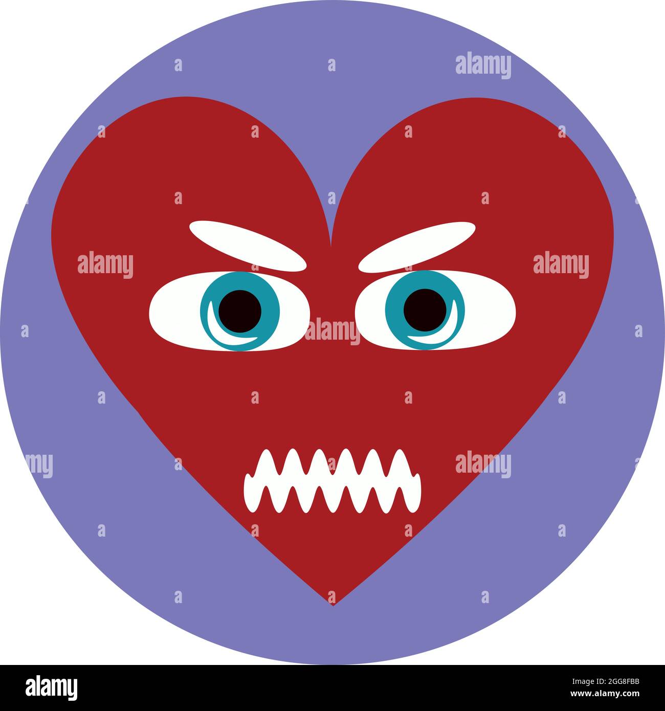 Angry heart, illustration, vector on a white background Stock Vector ...