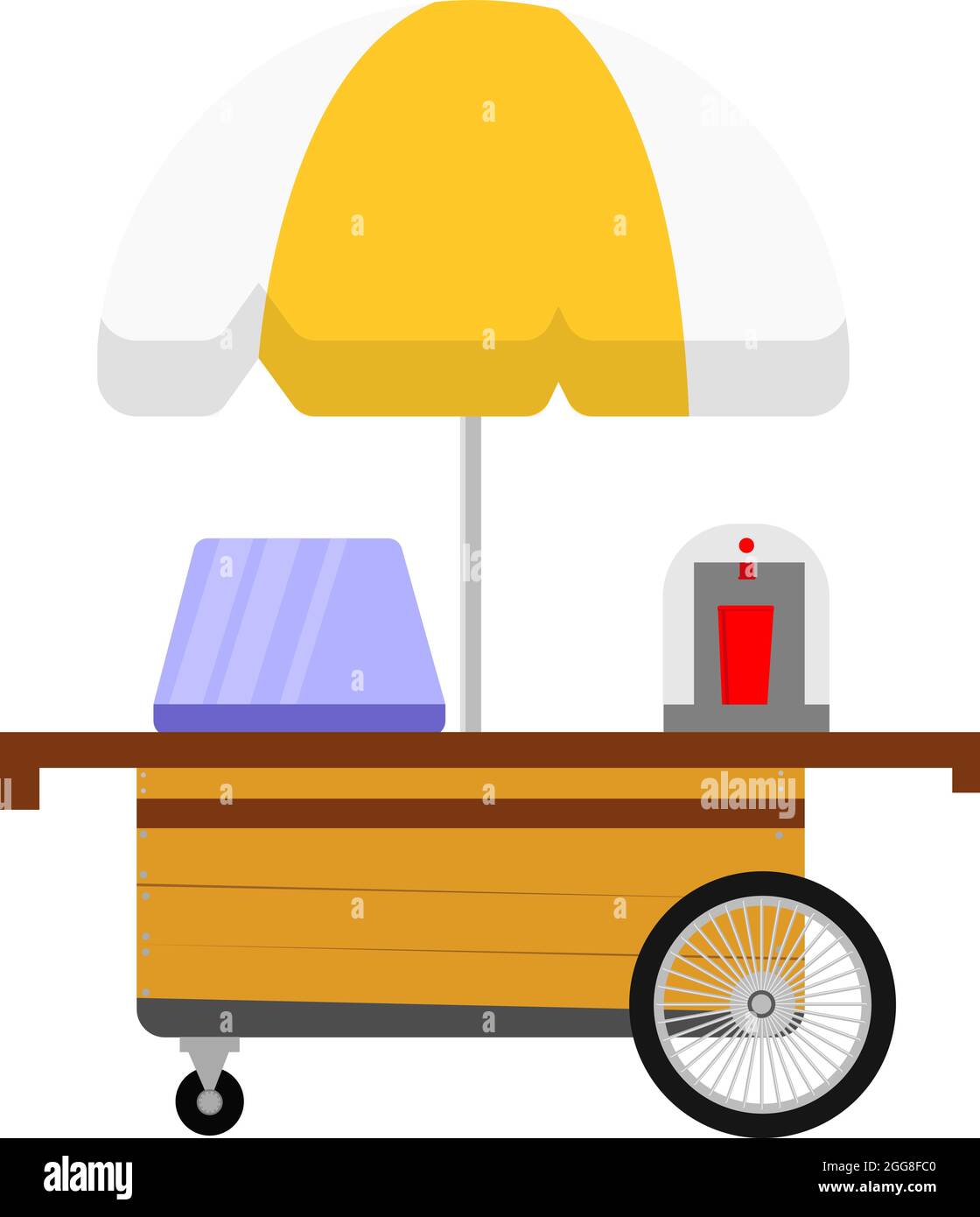 Yellow food cart, illustration, vector on a white background Stock ...