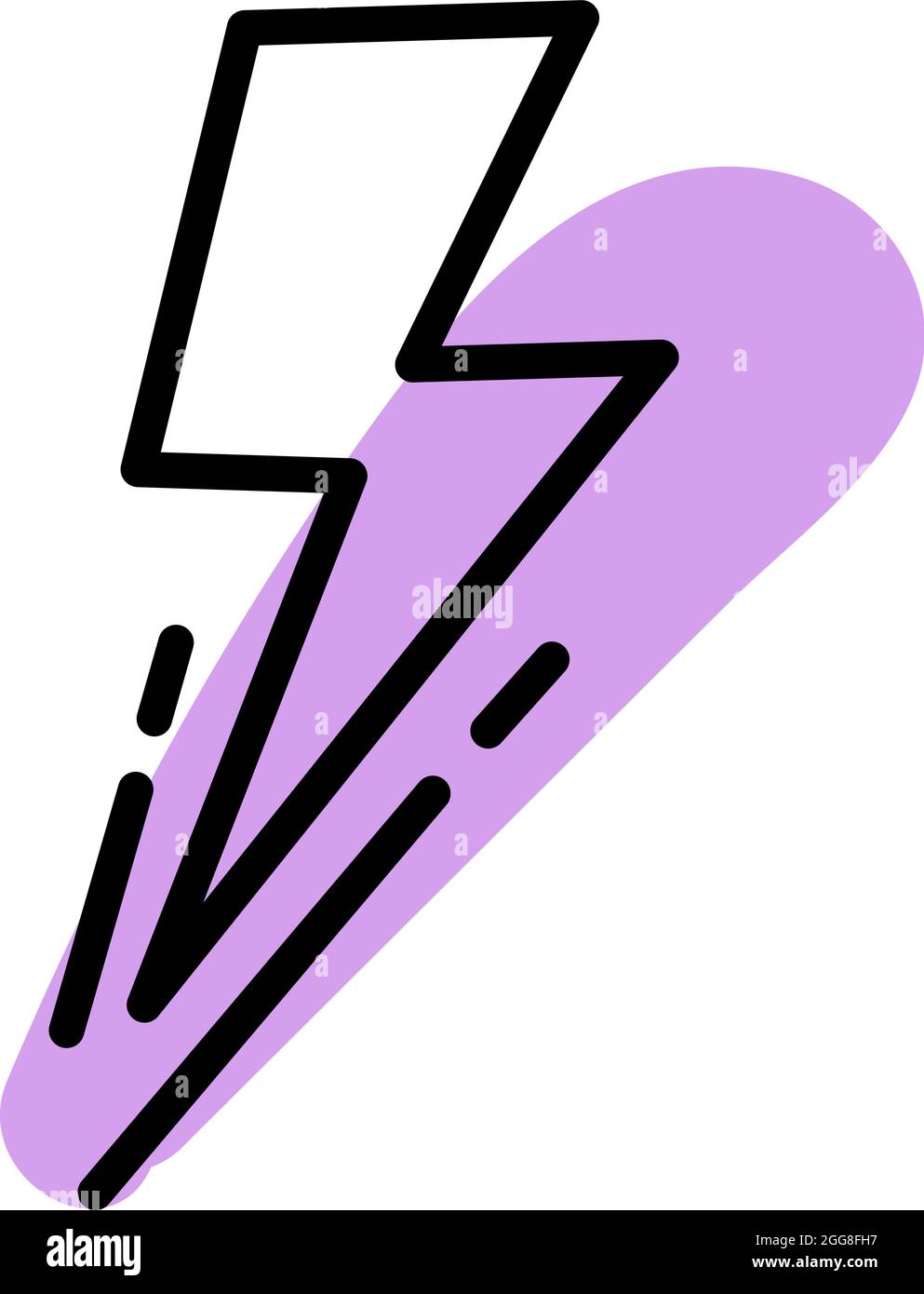 Purple lightning, illustration, vector on a white background Stock ...