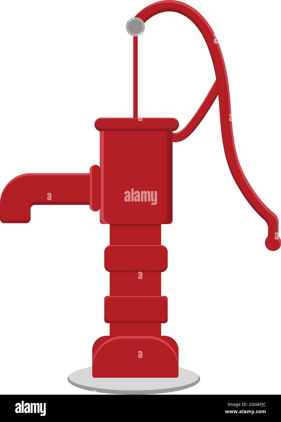 Red hand water pump, illustration, vector on a white background Stock ...