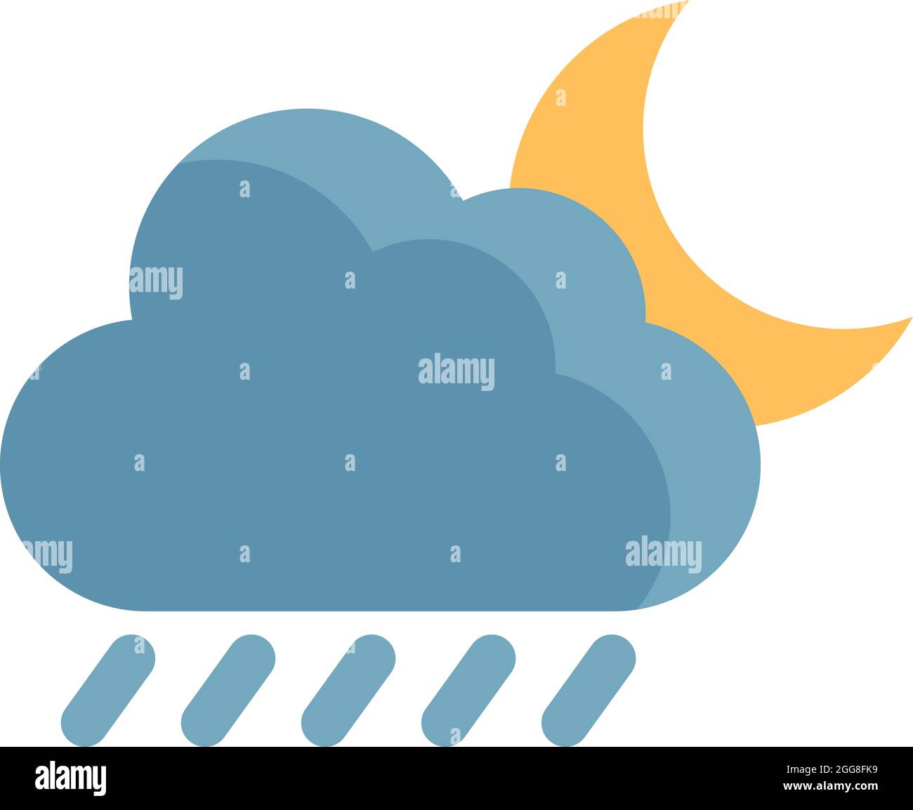 Night rain, illustration, vector on a white background Stock Vector ...