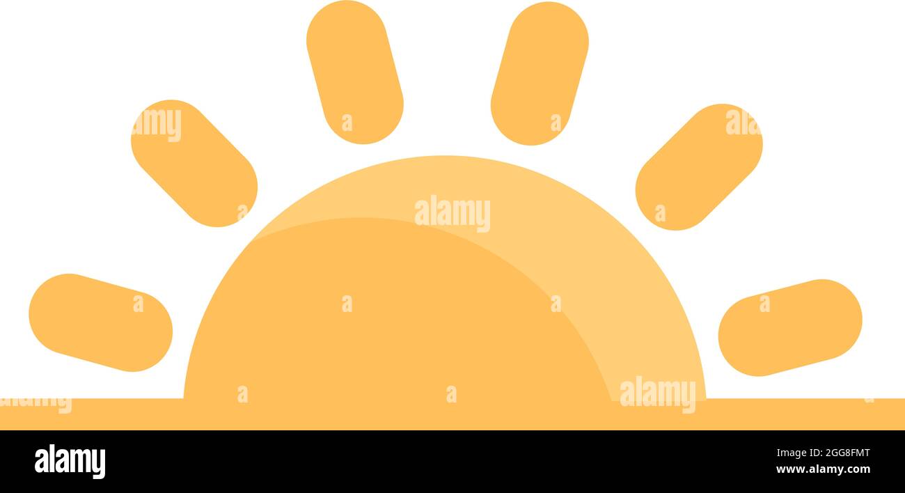 Rising yellow sun, illustration, vector on a white background Stock ...