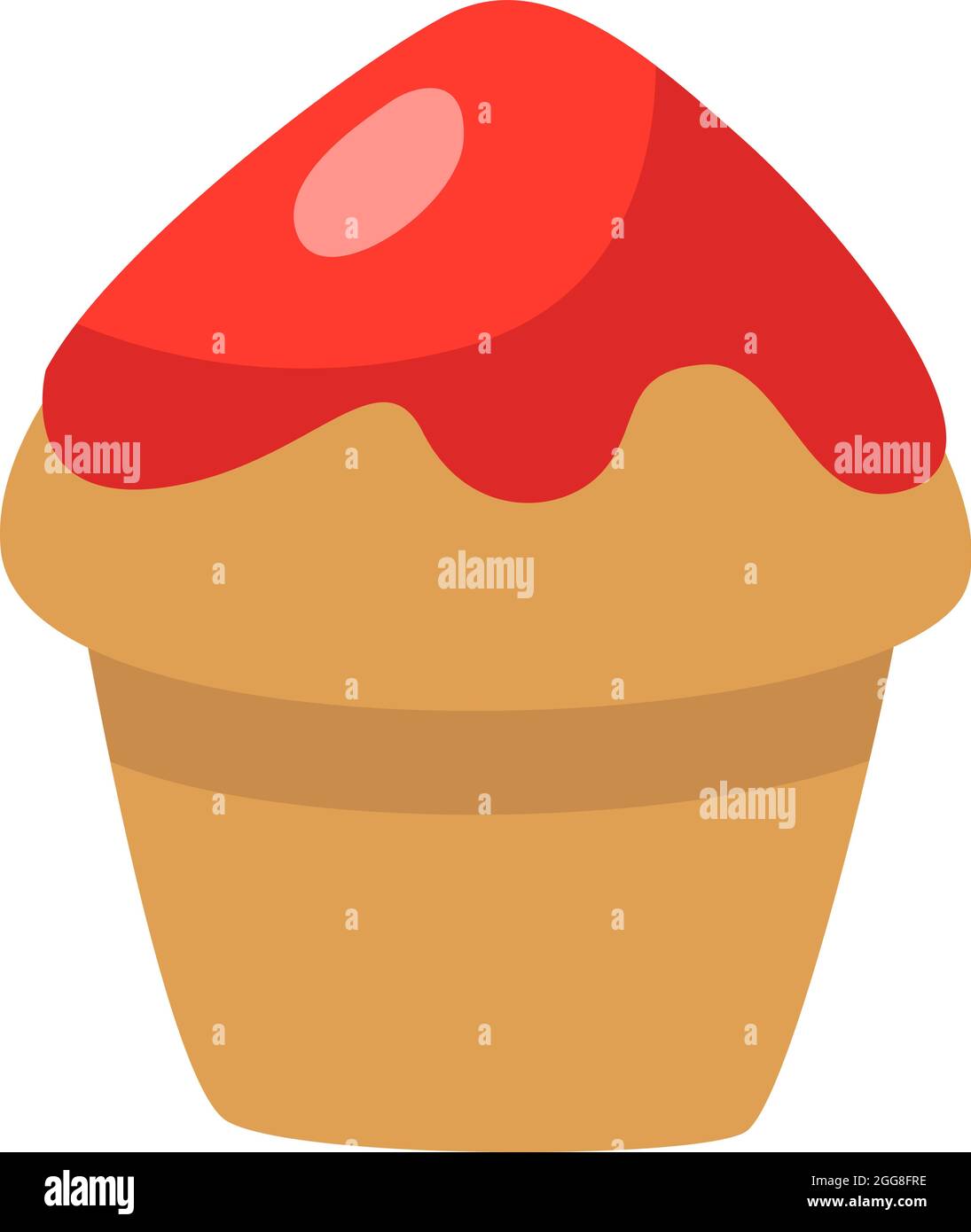 Strawberry cupcake, illustration, vector on a white background Stock ...