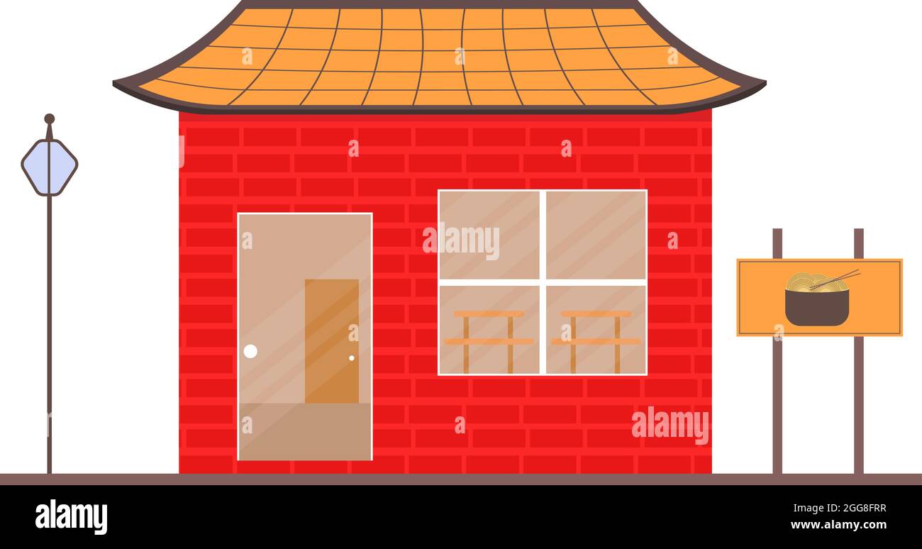 Red chinese food hut, illustration, vector on a white background Stock ...