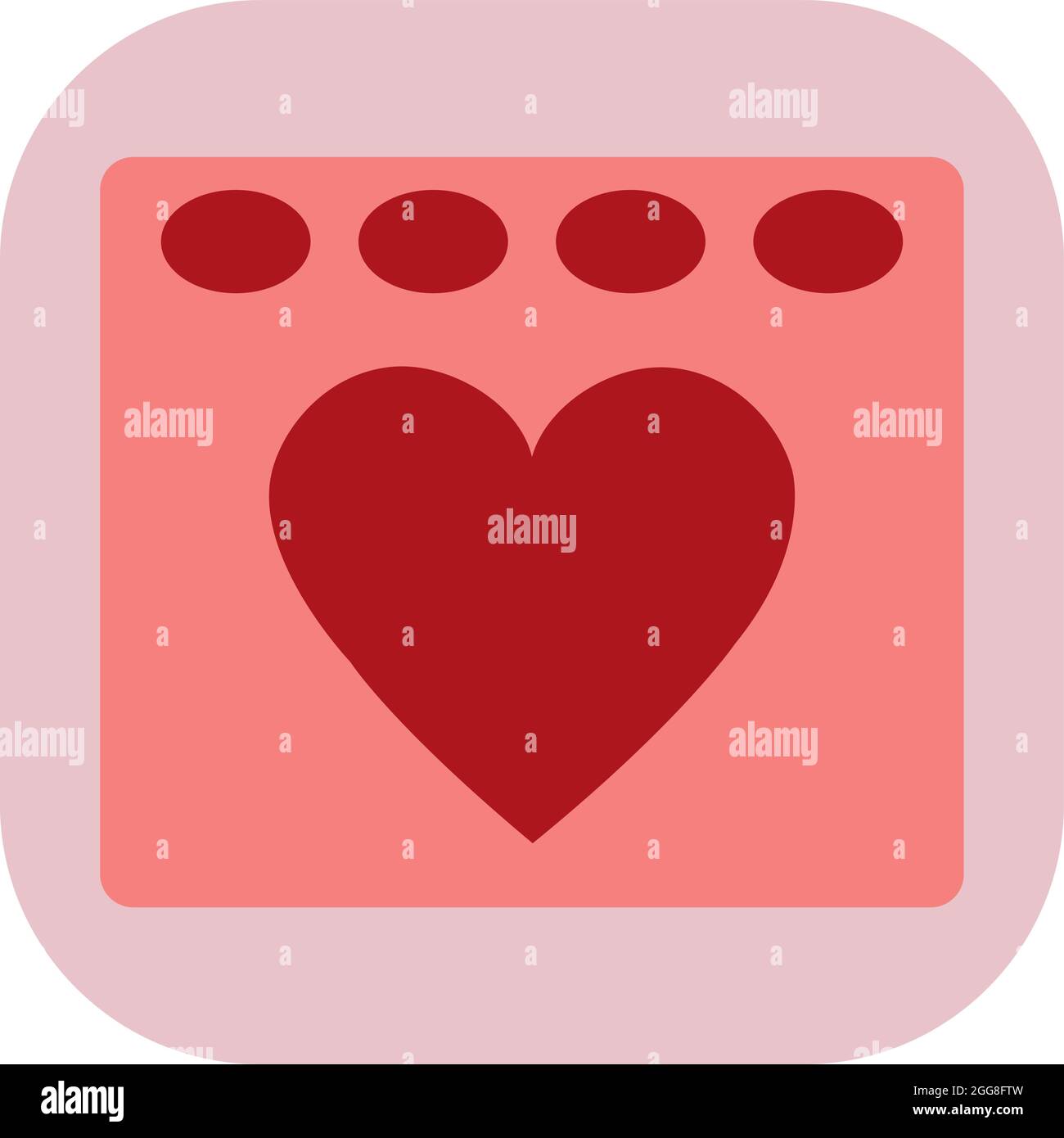 Calendar with red heart, illustration, vector on a white background ...