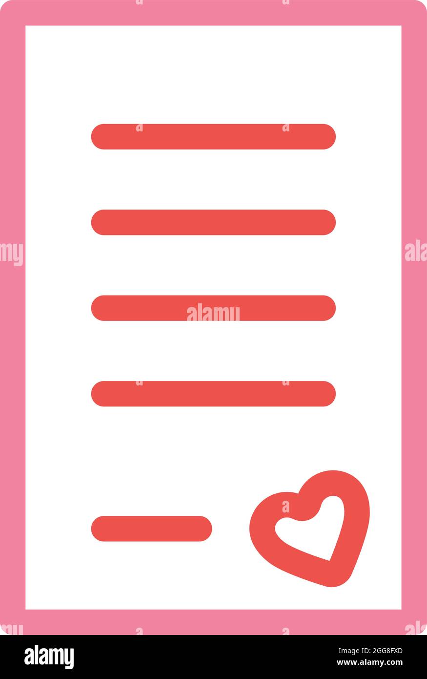Love letter with a small heart, illustration, vector on a white ...