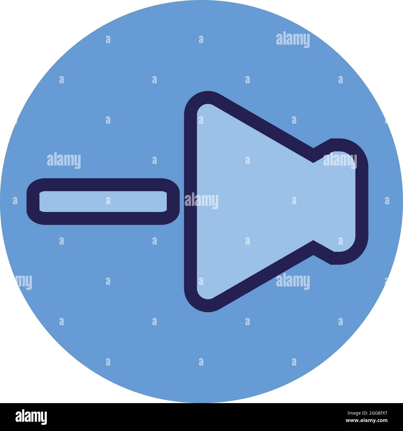 Blue volume down, illustration, vector on a white background Stock ...