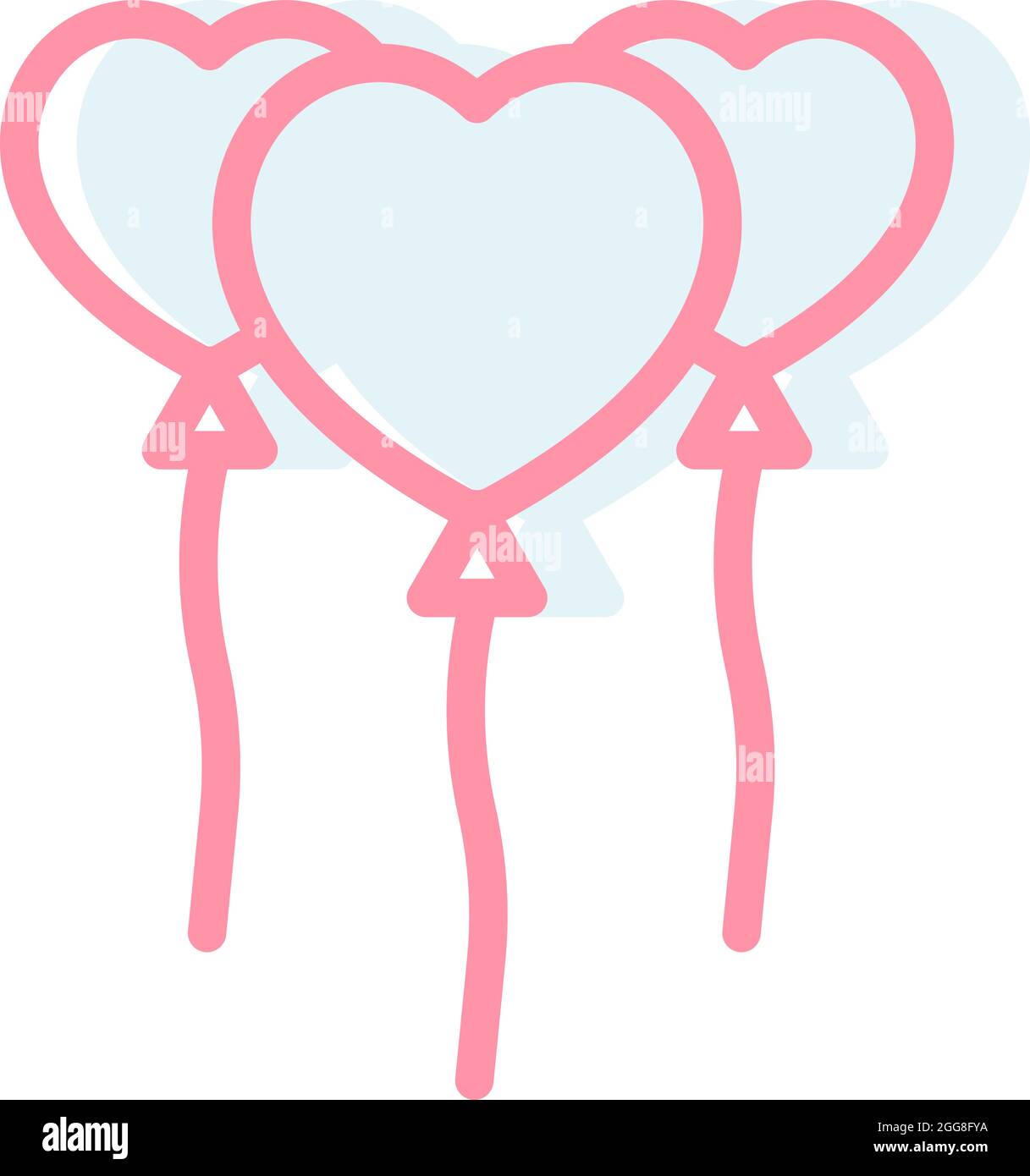 Three heart balloons, illustration, vector on a white background Stock ...
