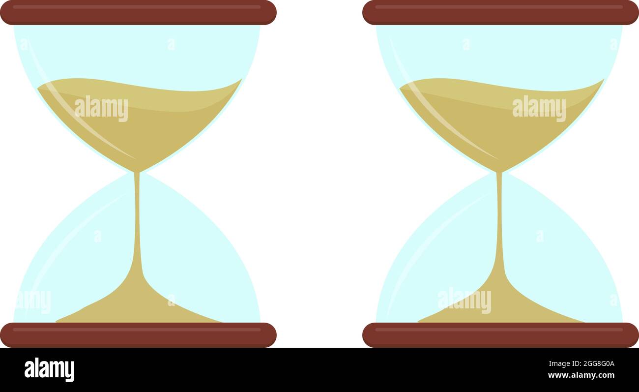 Two sand timers, illustration, vector on a white background Stock ...