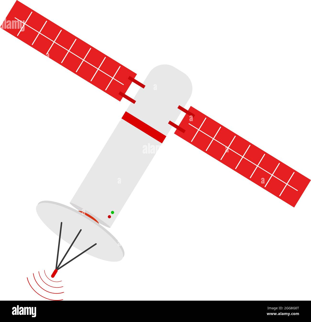 Red satellite, illustration, vector on a white background Stock Vector ...