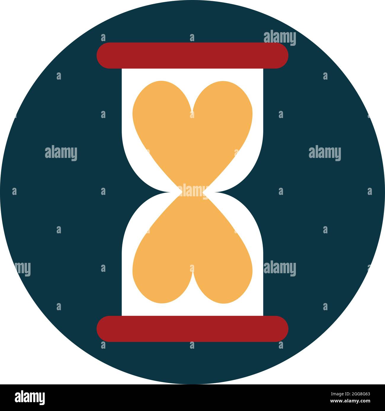 Hourglass with heart, illustration, vector on a white background Stock ...
