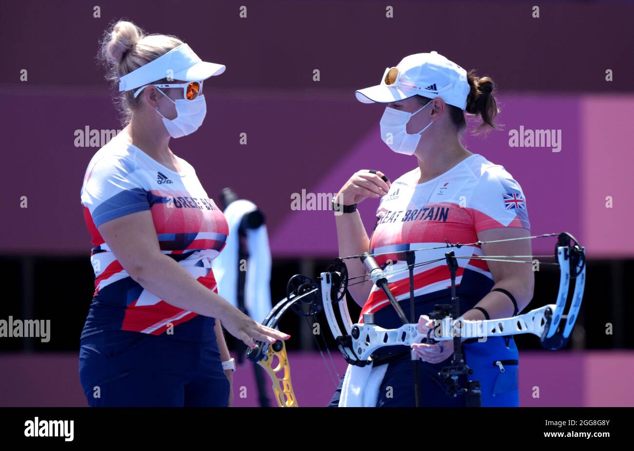 Great Britain's Phoebe Paterson Pine speaks to a member of the coaching ...