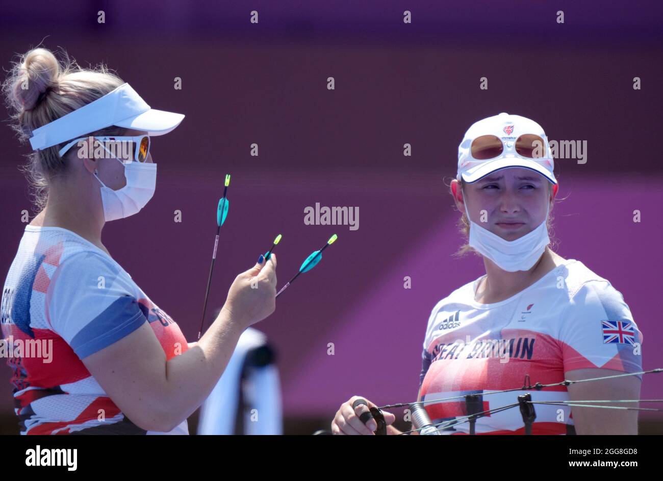 Great Britain's Phoebe Paterson Pine speaks to a member of the coaching ...