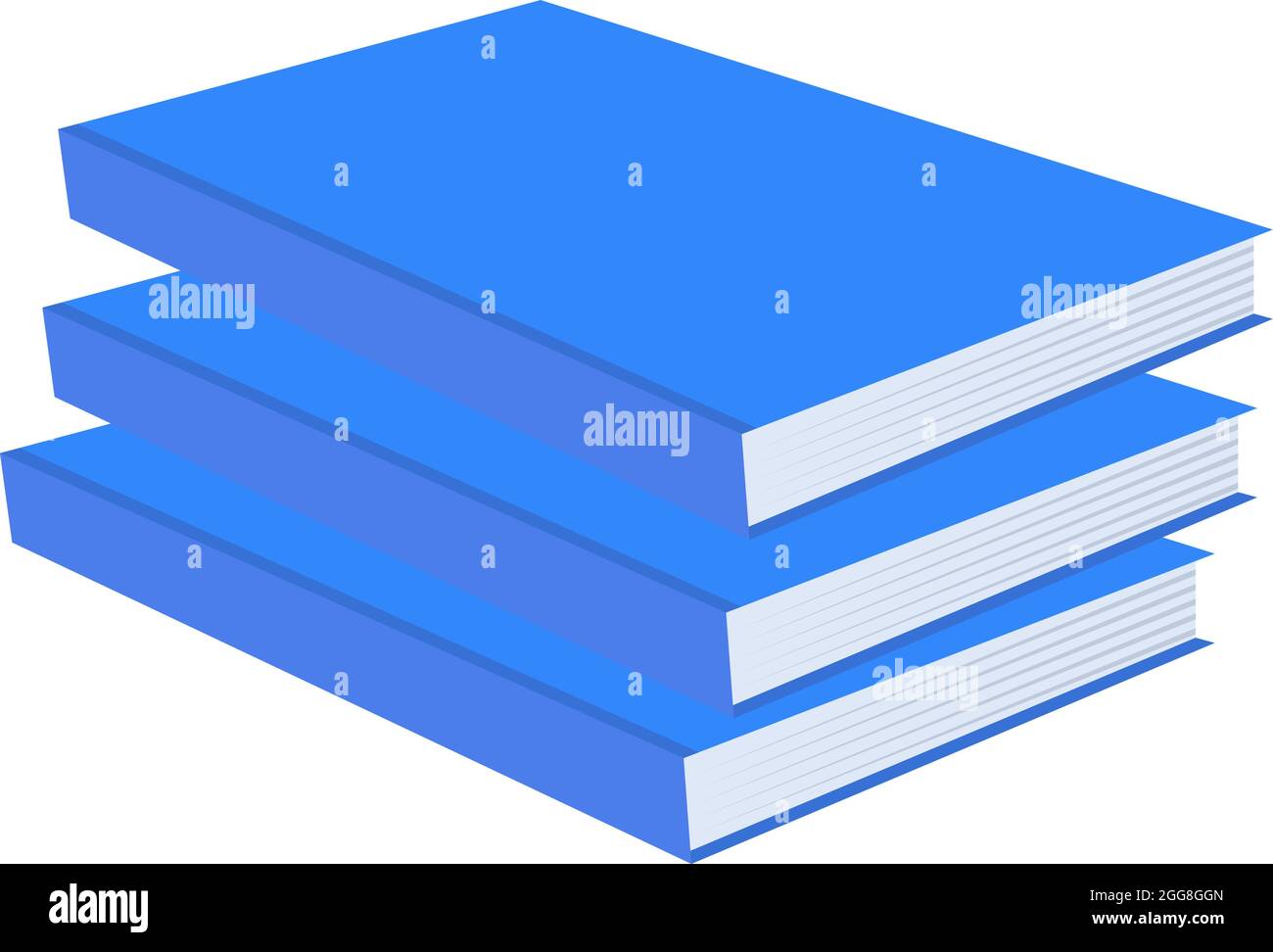 Three blue books, illustration, vector on a white background Stock ...