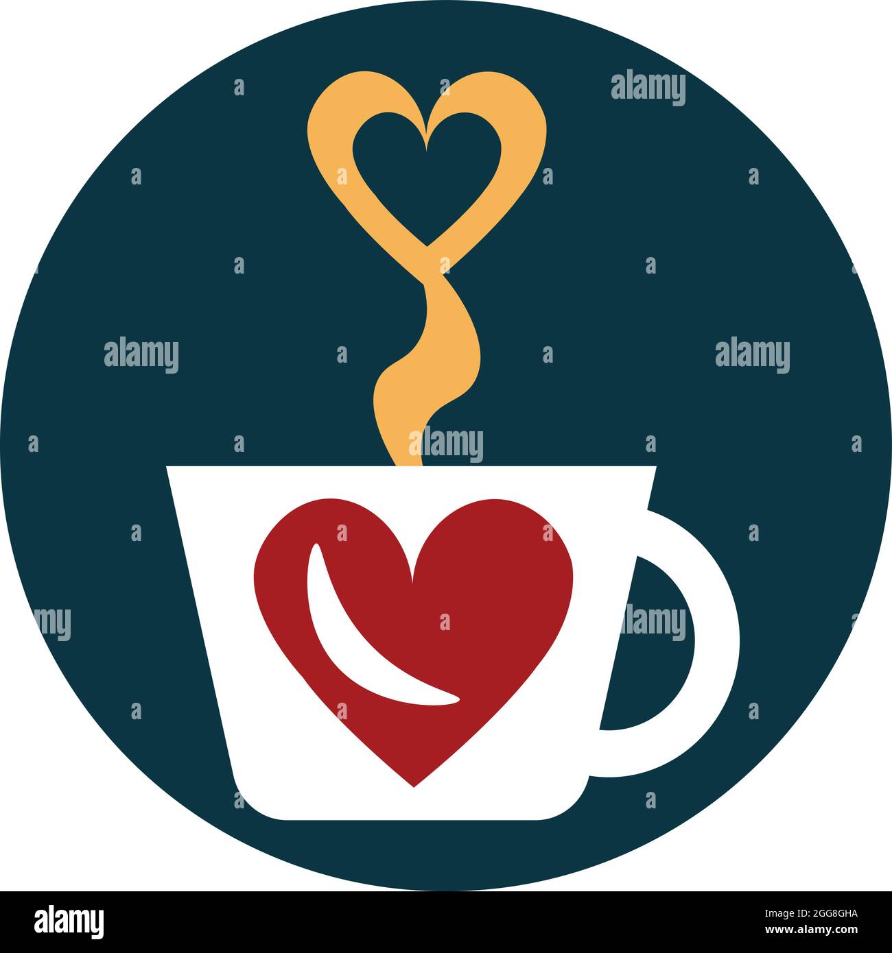 Coffee with hearts, illustration, vector on a white background Stock ...