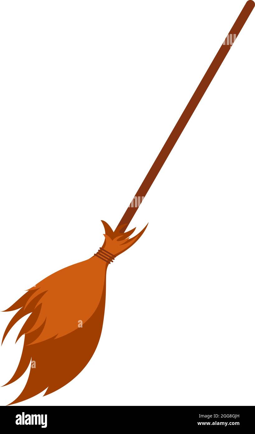 Old broom, illustration, vector on a white background Stock Vector ...