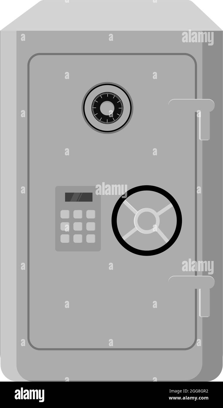 Grey safe, illustration, vector on a white background Stock Vector ...