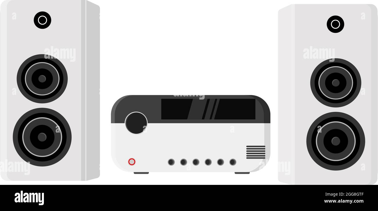 White sound system, illustration, vector on a white background Stock ...