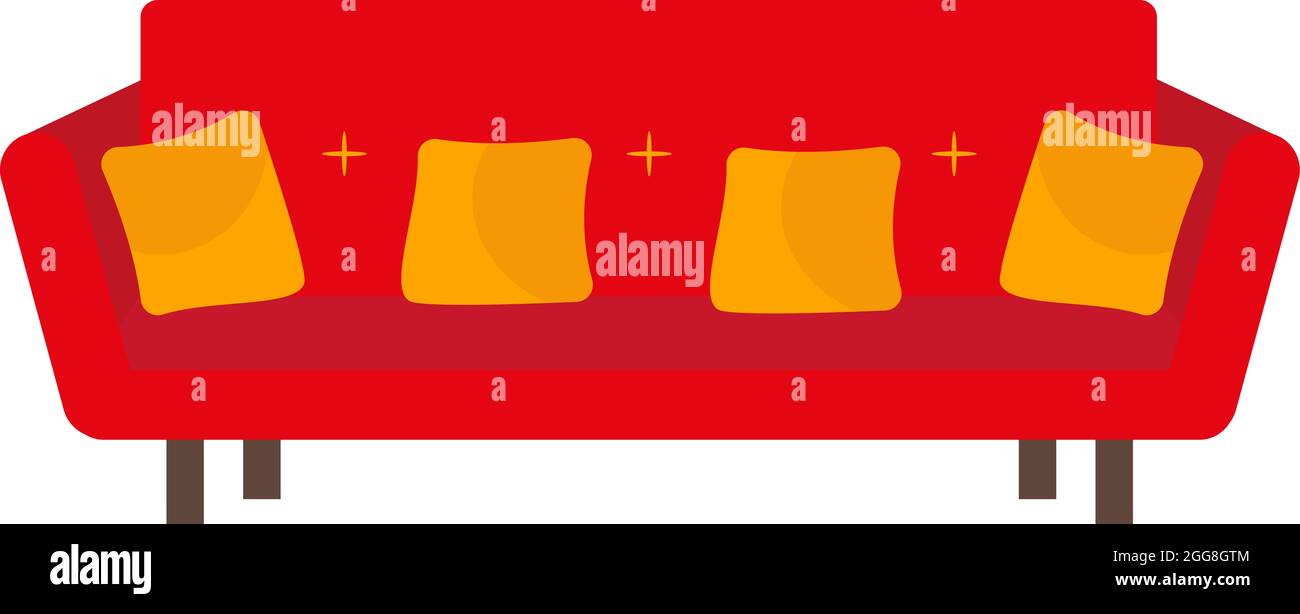 Red sofa, illustration, vector on a white background Stock Vector Image ...