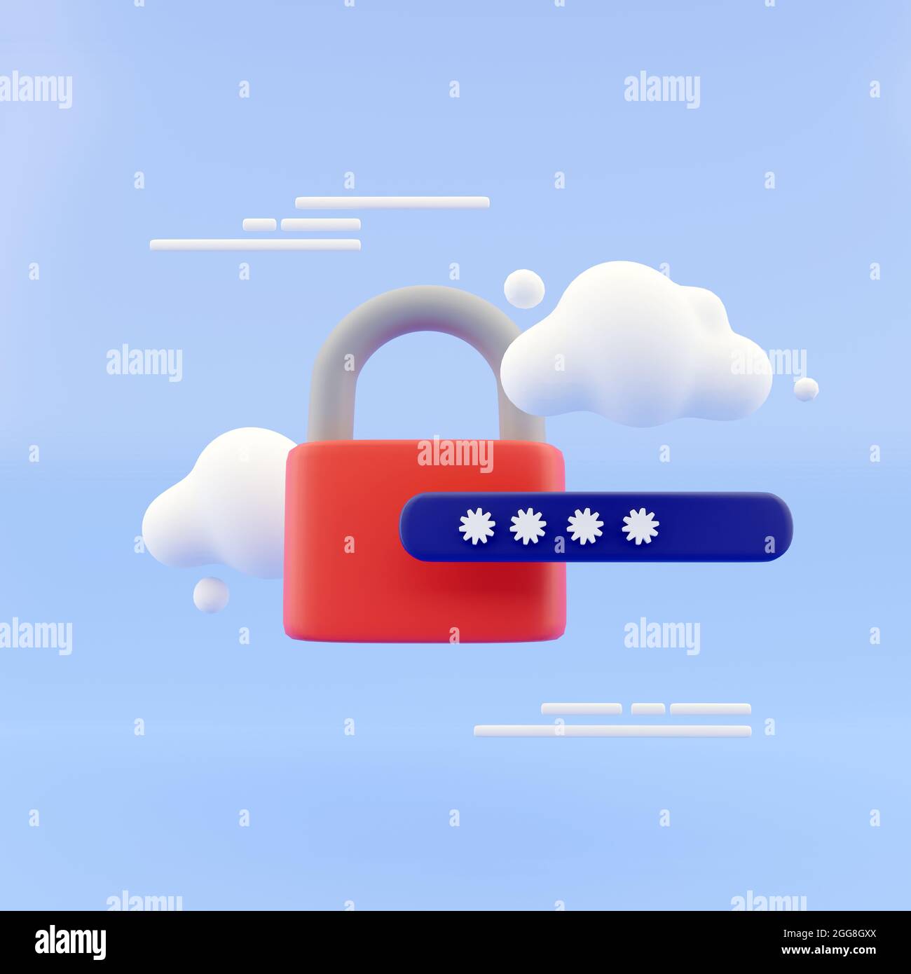 3d lock and password field. Password protected secure login concept. minimal creative concept in ...