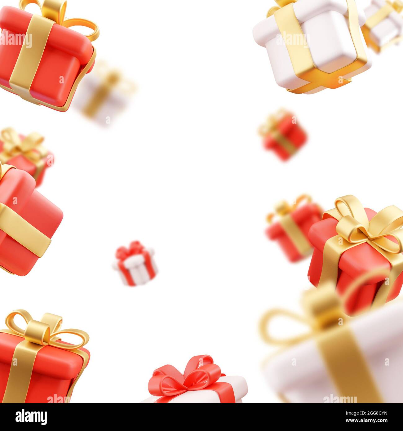 gifts falling down. Rain gifts box. Fall gift box on white background ...