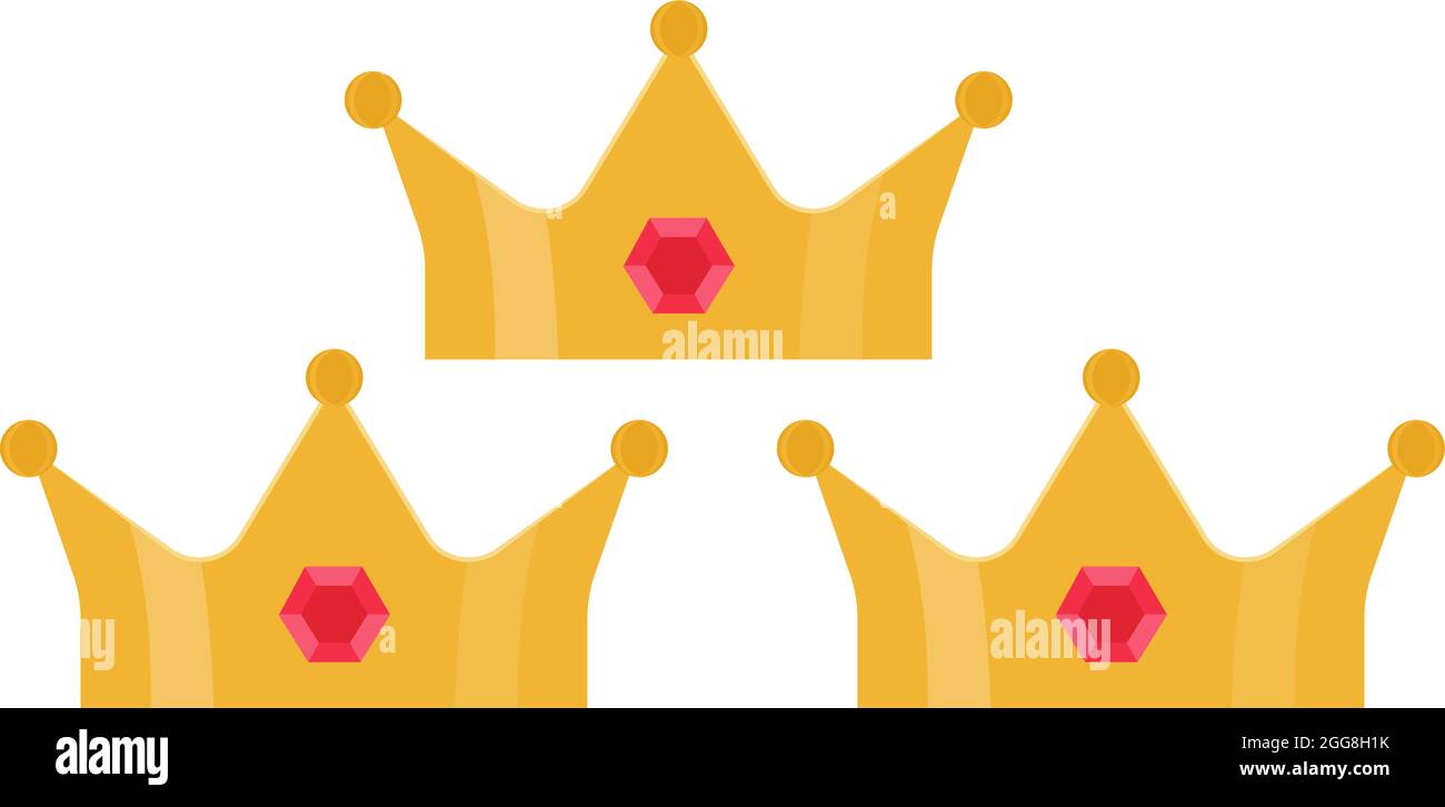 Three golden crowns, illustration, vector on a white background Stock ...