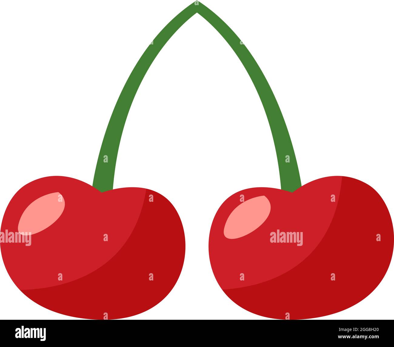 Two cherries, illustration, vector on a white background Stock Vector ...